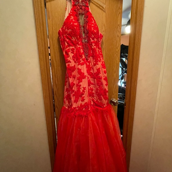 Rissy Roos | Dresses | Red Lace Prom Dress | Poshmark